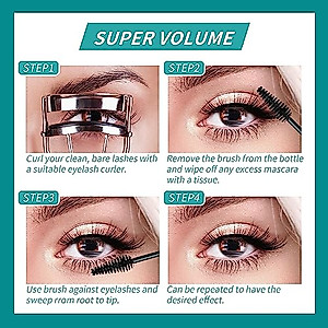 2 Pack New Thrive Liquid Mascara, Black Mascara for Natural Lengthening and Thickening Effect，Waterproof & Smudge-Proof Mascara, No Flaking/No Clumping