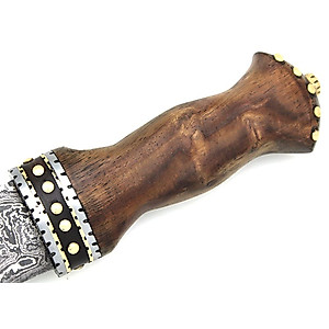 Wild Turkey Handmade Custom Real Damascus Collection Scottish Outdoor Hunting Knife (Brown)