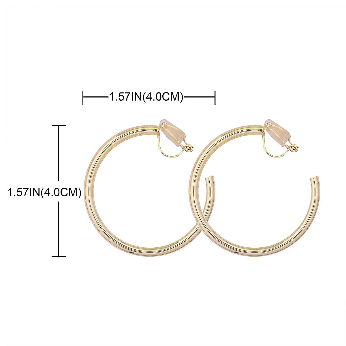 YOQUCOL 4.0CM(1.57in) Gold Round Clip On Hoop Earrings Non Pierced Ears Hoops for Women