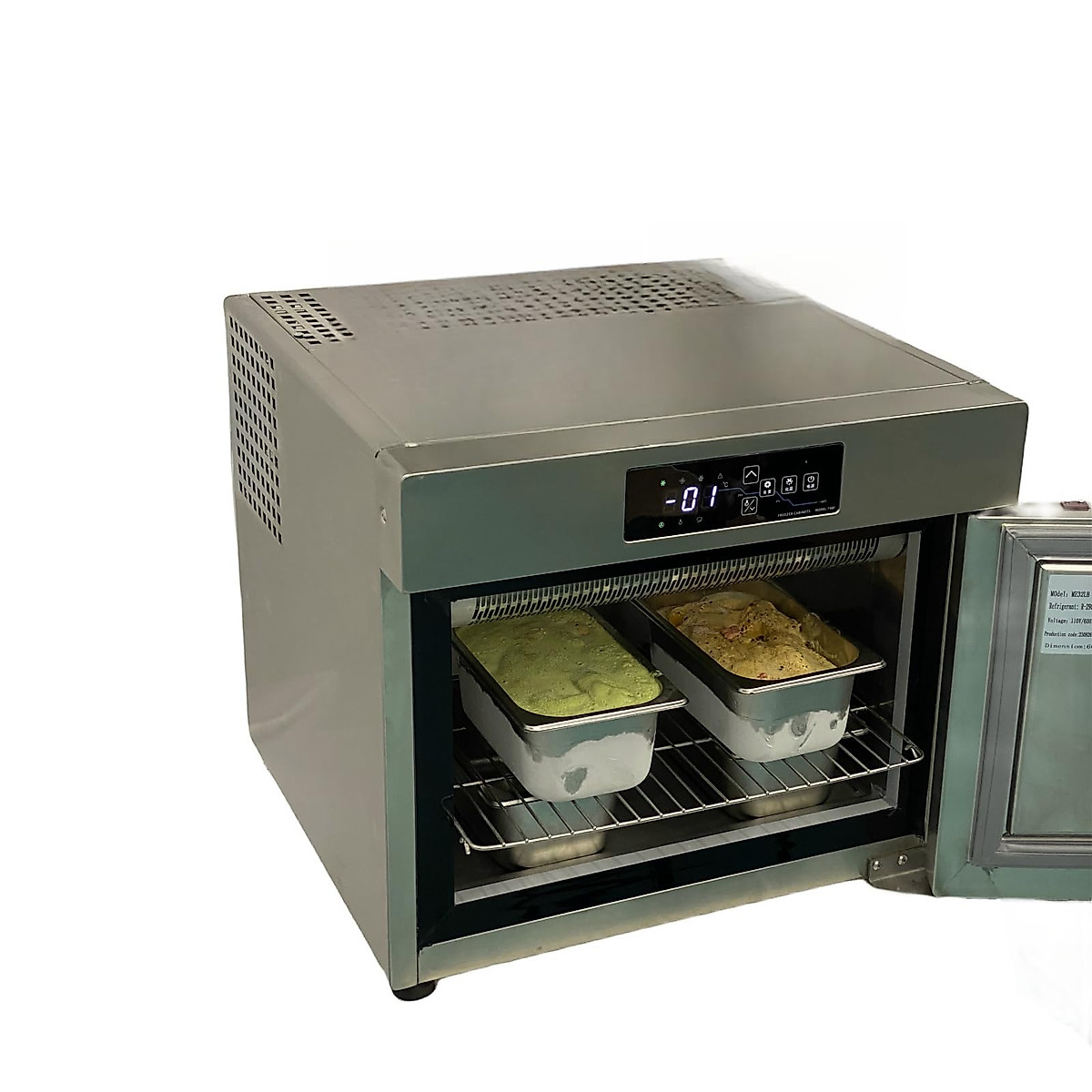 Commercial 1.13 Cu.ft Fast Instant Blast Freezer, Portable Refrigerator Quick Freezing Machine with Led Digital Panel, 290W Air Cooling Chest Freezer for Ice Cream, Frozen Food