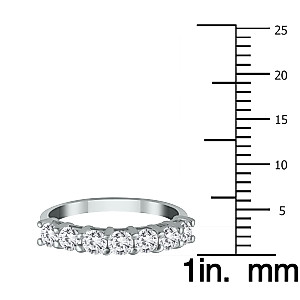 AGS Certified 1 Carat TW Seven Stone Diamond Wedding Band in 14K White Gold