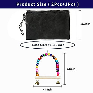 BKDMZZMY Bird Cage Seed Catcher, 2 Pack Large Bird Cage Covers, Birdcage Nylon Mesh with Swing Stretchy Shell Adjustable Drawstring Parrot Cage Skirt Traps Cage Soft Airy Net (White and Black)