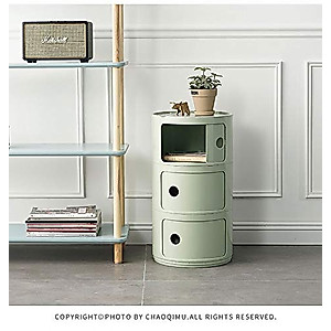 SJYDQ Nordic Bedside Table Simple Round Small Cabinet Mini Creative Plastic Side Cabinet Multi-Layer Lockers Multicolor (Color : Black)