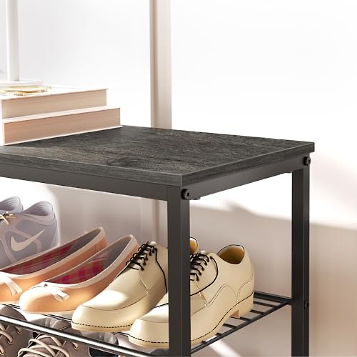 YATINEY 8 Tier Shoe Rack, Shoe Storage Organizer, Large Capacity Shoe Shelf Holds 32 Pairs of Shoes, Durable and Stable, for Entryway, Hallway, Closet, Dorm Room, Charcoal and Black SS08BC