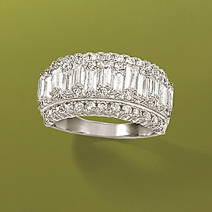 Ross-Simons 2.40 ct. t.w. Baguette and Round CZ Ring in Sterling Silver. Size 8