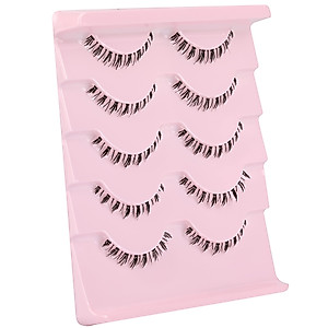 Ruairie False Eyelashes Bottom Lashes Strip with Clear Band 5 Pairs Lower Fake Eyelashes Natural Look Cosplay Eye Lashes Pack Wispy Natural False Lashes