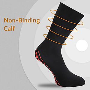 NOVAYARD 5 Pairs Non Slip Socks Hospital Diabetic Non Skid Socks Yoga Pilates Slipper Socks Men Women(Black+Grey+Dark gray,Large)