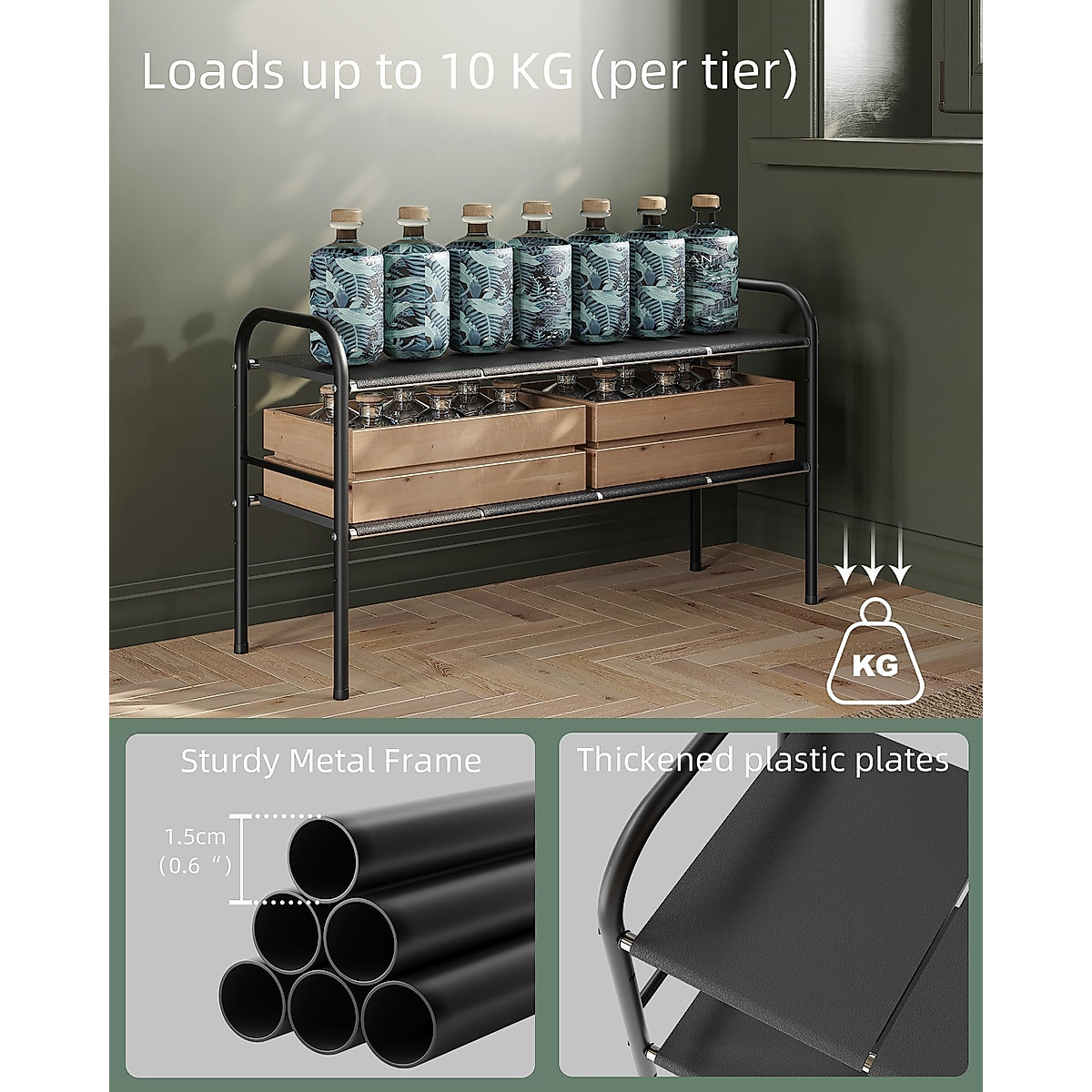 NETEL Under Sink Organizers and Storage, 2 Tier Expandable Under Cabinet Organizer Shelf with 8 Removable Panels,Expandable Shelf for Cupboard,Kitchen,Bathroom,Shoe Storage Rack