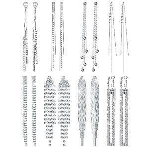 8 Pairs Silver Chandelier Tassel Drop Earrings Chandelier Linear Drop Earrings Long Chain Earrings Tassel Dangle Earrings for Women Jewelry Silver Rhinestone Earrings