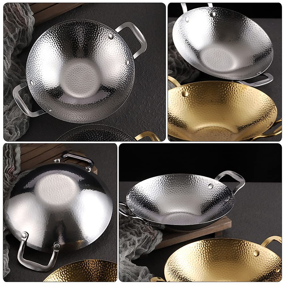 Hemoton Alcohol Pot Cooking Pot Small Stockpot Metal Grilling Wok Cast Iron Wok Omelet Sauce Pan Non Stick Wok Pan Steel Wok Grilling Pan Pasta Pots Chinese Work Spain Stainless Steel