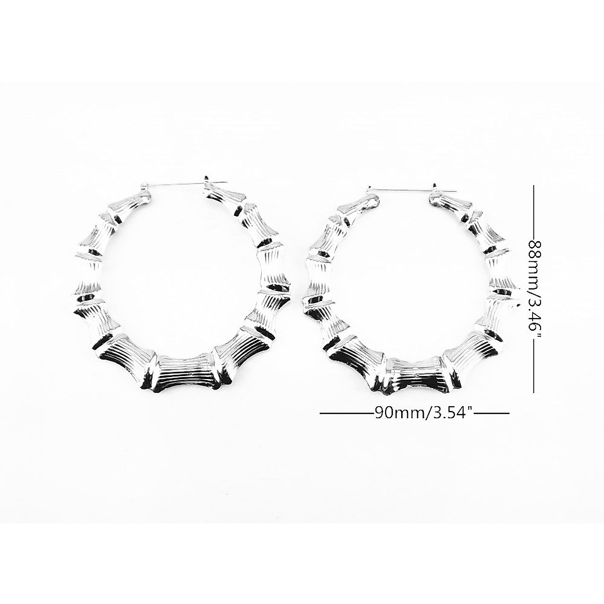 Honbay 5 Pairs Different Shape Bamboo Hoop Earrings (Silver)