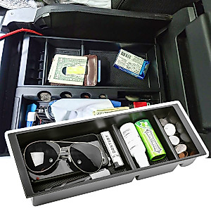 EDBETOS Center Console Organizer Compatible with Ford F150 Accessories 2015-2020 F-150/2017-2022 F250 F350 SuperDuty Armrest Insert Tray Storage Box ABS -Full Console w/Bucket Seats ONLY,Black