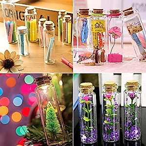 Faburo 40pcs 20ml Small Glass Bottles with Corks, Small Glass Jar with Cork Lid, Mini Clear Glass Bottles with Tags and Strings for DIY Art Crafts Storage, Small Glass Vials for Wedding Favors