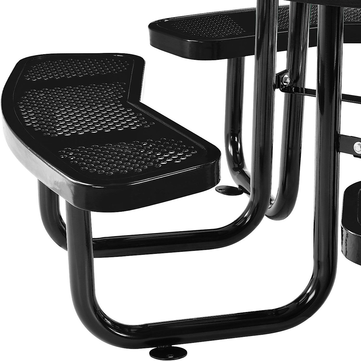 Global Industrial 46" Round Perforated Metal Outdoor Picnic Table, 84" W x 84" D Overall, Black