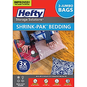 Hefty Shrink-Pak – 3 Jumbo Vacuum Seal Storage Bags – Space Saver Bags for Clothing, Pillows, Towels, or Blankets, 3 x XXL Bags