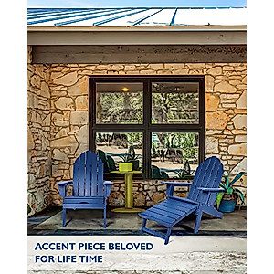 KATDANS Adirondack Chair Weather Resistant-Outdoor Fire Pit Chairs - Adirondack Chair with Retractable Ottoman - Patio Chair for Outside, Garden, Backyard, Campfire - Navy Blue - OD211212BL