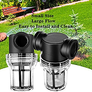 1/2" Sediment Filter Attachment Water Filter T Strainer with 80Mesh Filter Screen Plastic Inline Hose Filter Twist-On Pipe Strainer for Municipal Water,Garden Hose,RV