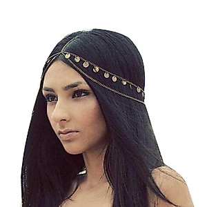 Missgrace Women Bohemian Gold Head Chain Headband Bridal Head Chain Wedding Headpiece Hair Jewelry Accessories for Bridal Hair Accessories