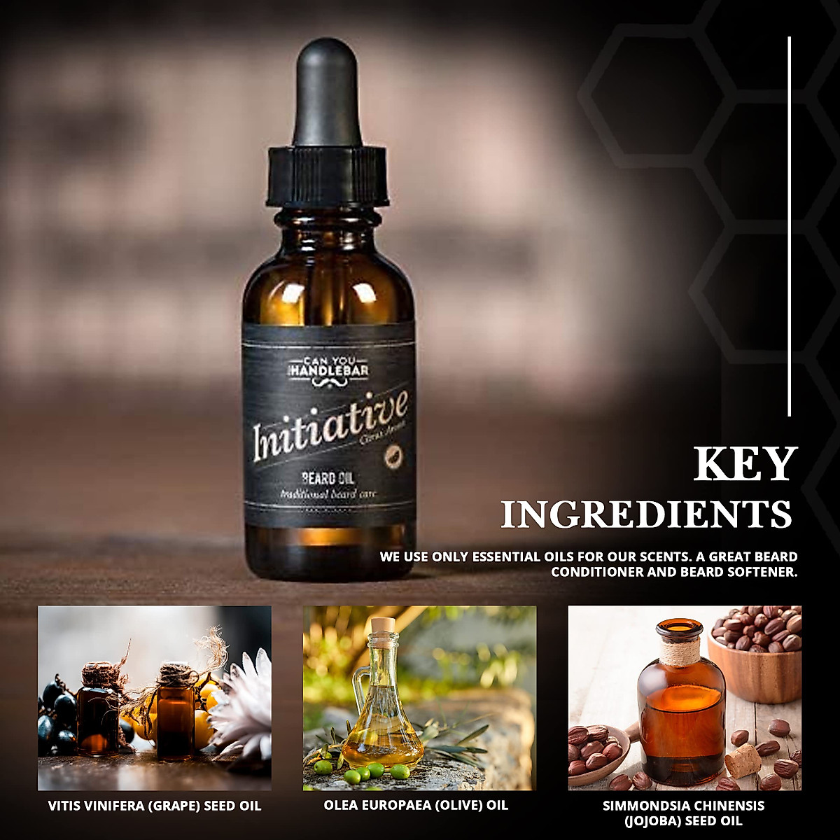 CanYouHandlebar Beard Oil for Men, Natural Beard Care Conditioner Moisturizer Softener Grooming Product, Citrus Bergamot and Lavender Scent, 1oz Dropper Bottle