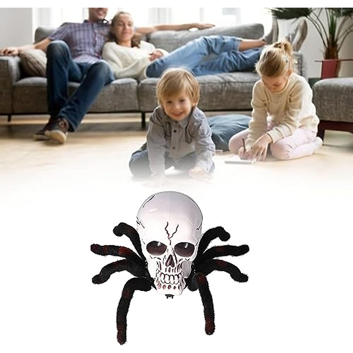 2023 New Skull Tarantula Toy, Remote Control Spider, Spooky RC Spider Prank Toy with Light Up Eyes, High Simulation Fake Spider, Great Hallowee Toy for Kids