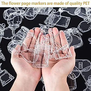 PAGOW 60PCS Transparent Dried Flower Bookmarks Stickers Craft Clear Drift Bottle Page Clips Handmade DIY Beautiful Glassware Decal(6 Size)