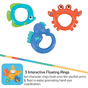 Nuby Starfish Ring Toss Bath Toy, Includes 3 Toss Rings (Crabfish, Tropical Fish and Seahorse)