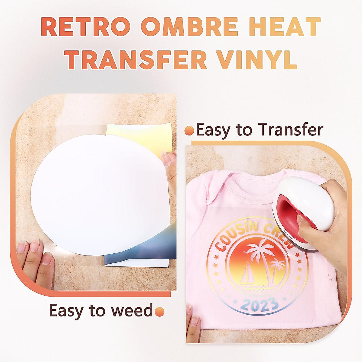 HTVSTD Gradient HTV Heat Transfer Vinyl - 15 Sheets 12 x 10 Inches Retro Patterned HTV Vinyl Ombre Heat Transfer Vinyl for T-Shirts DIY Iron on Vinyl Compatible with Sillhoutte Cameo and Cricut