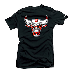 Shirt to Match Jordan 11 Cherry Varsity Red Match Jordan Tee - Snelos Bull Black - X-Large