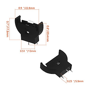 WMYCONGCONG 50 PCS CR2032 Vertical Button Cell Battery Sockets Holder Case Plastic Shell Type, Black