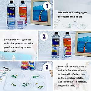NIUB Epoxy Resin Kit - 19oz Resin and Hardener - Crystal Clear, Non-Toxic, No Bubble, Self-Leveling, Easy for Beginners - Deep Pour