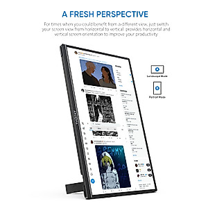 ARZOPA Portable Monitor Kickstand, 14.0" Ultra Slim Portable Laptop Monitor FHD 1080P External Display with Dual Speakers Second Screen for Laptop PC Phone Xbox PS4/5 Switch-A1S