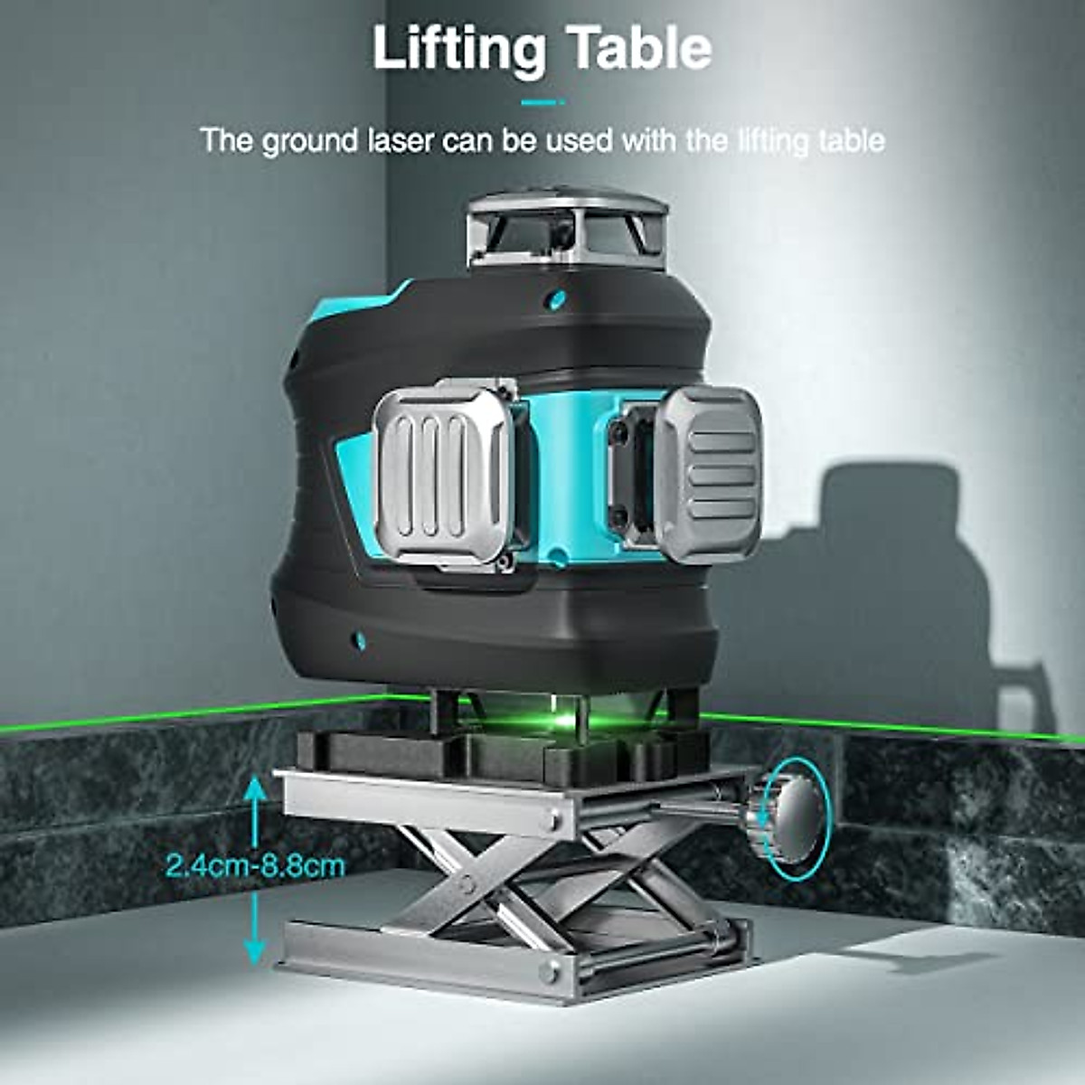 16-line cross laser level, capable of projecting 4 * 360° 4D bright green laser lines, suitable for indoor and outdoor architectural decoration and painting and hanging painting work（DJ04CG）