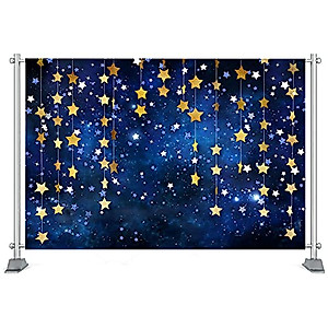 Twinkle Twinkle Littler Star Backdrops Navy Blue Galaxy Starry Sky Gold Glitter Little Star Photography Background Adults Kids Birthday Party Decor Baby Shower Backdrop Starry Backdrop7x5ft (Blue)