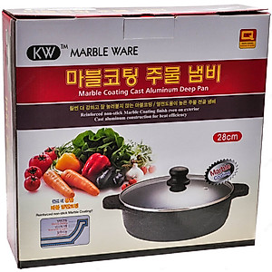 KW QPW32L Ceramic Marble Coated Cast Aluminium Frying Pan, 12½-Inches