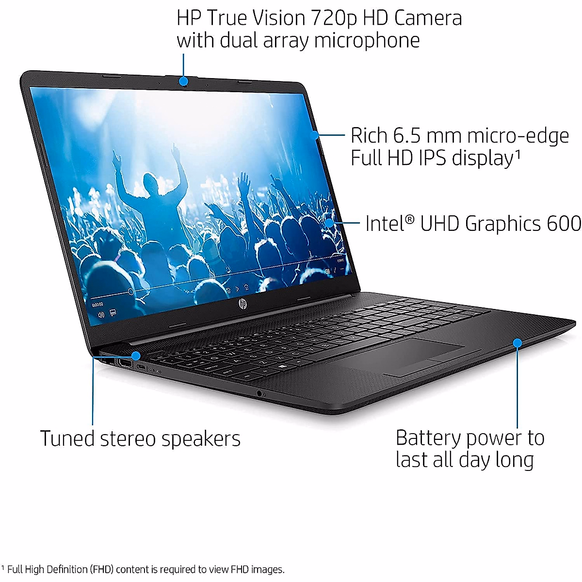 HP 2021 Newest Notebook 15 Laptop, 15.6" Full HD Screen, Intel Celeron N4020 Processor, 8GB RAM, 128GB SSD, 1-Year Microsoft Office 365, RJ-45, Type-C, Webcam, HDMI, Windows 10 Home, Black