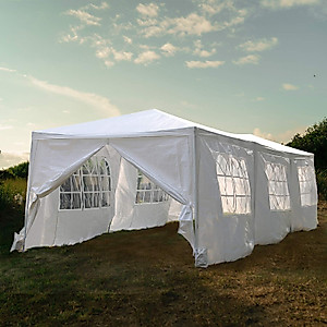 HCY 10'x30' Party Tent Heavy Duty Outdoor Gazebo Canopy with 8 Removable Sidewalls for Outdoor Wedding, BBQ, Camping, Backyard (White)