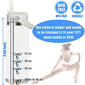Straw Lid for YETI Rambler 36 oz 26 oz 18 oz Jr 12 oz 64 oz Water Bottle - White Straw Cap for YETI Replacement Lids Top Accessories