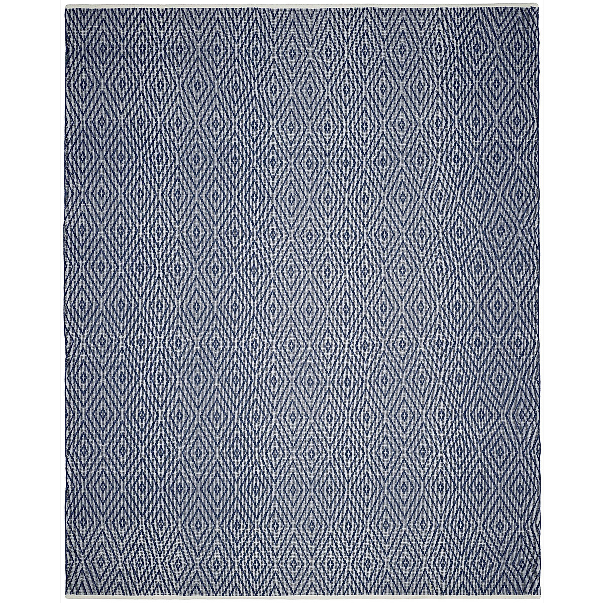 SAFAVIEH Montauk Collection Area Rug - 8' x 10', Navy & Ivory, Handmade Trellis Cotton, Ideal for High Traffic Areas in Living Room, Bedroom (MTK811C)