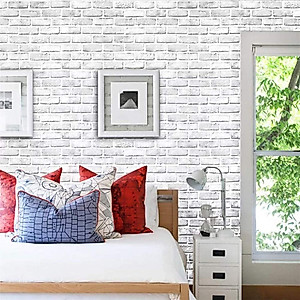 Yancorp 32.8ft White Gray Brick Contact Paper Peel and Stick Wallpaper Removable Wallapaper Grey Vinyl Wrap Self-Adhesive Wallpaper Backsplash Kitchen