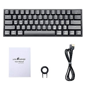 VELOCIFIRE Wireless Bluetooth Mechanical Keyboard, M1 TKL61WS 61-Key 60% Tactile Brown Switch Mini Portable Mechanical Keyboard with Ice Blue Backlit, Compatible with Mac OS and Windows OS(Black)