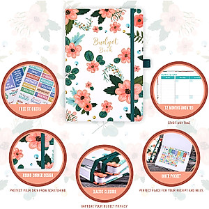 Budget Planner - 12 Month Financial Organizer, Expense Tracker, Undated Finance Planner & Bill Organizer, 5.5" x 8.2" Monthly Budget Book, Account Book, Start Anytime, Pen Loop, Stickers