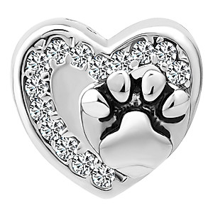 CharmSStory Pandöra Dog Mom Charm Pet Paw Print Beads For Bracelets (Dog Paw)