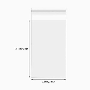Self Sealing Cellophane Bag Treat Bags Clear Adhesive Cello Cookie Bags Resealable Cellophane Bag for Packaging Gifts, Cookies, Favors, Products,Candy (3x5 inch)