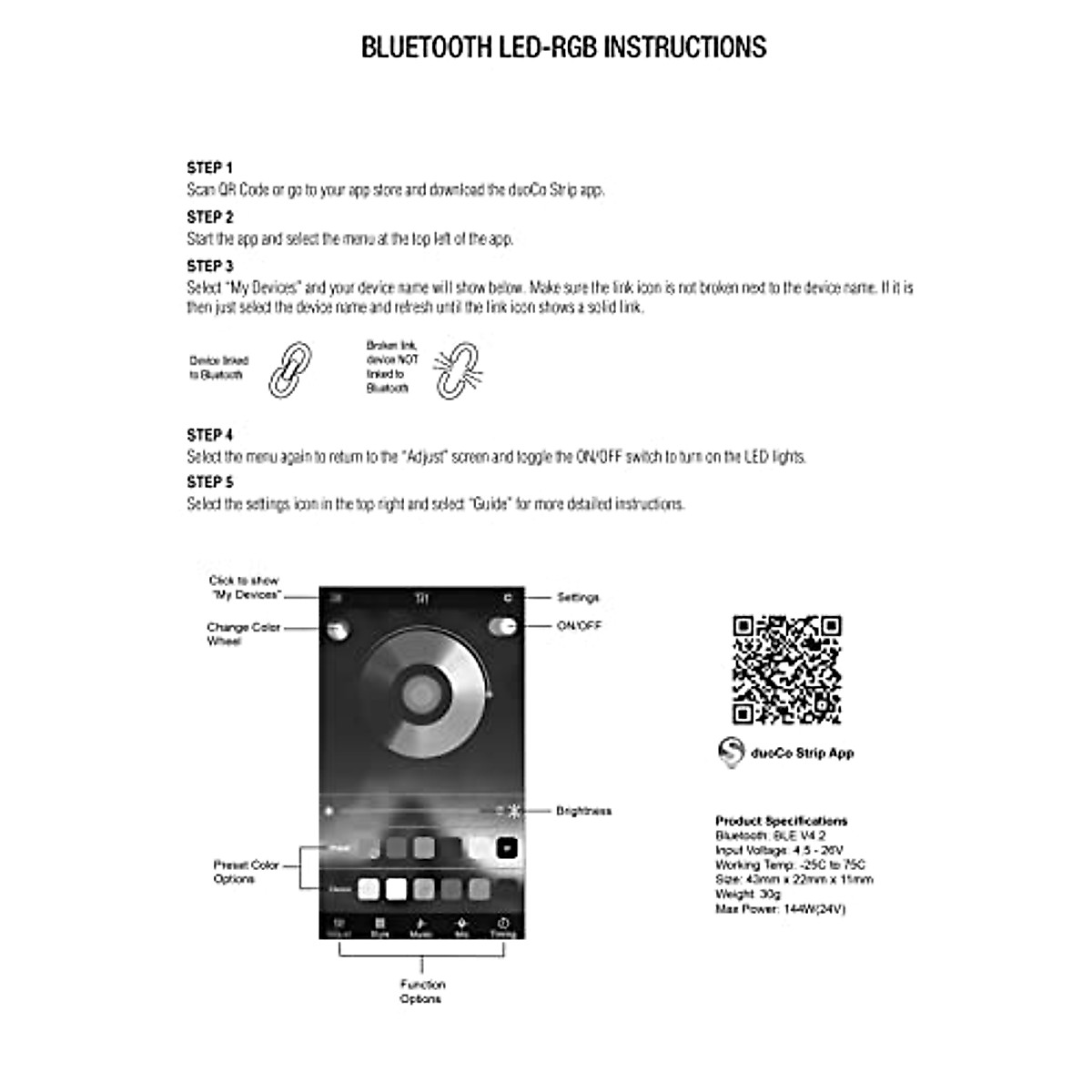 OSP Home Furnishings Beta Battlestation Gaming Desk with Bluetooth RGB LED Lights, Matte Black