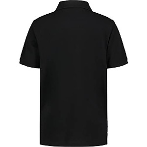 Calvin Klein Boys' Short Sleeve Micro Pique Graphic Polo, Ghost Black, 14-16