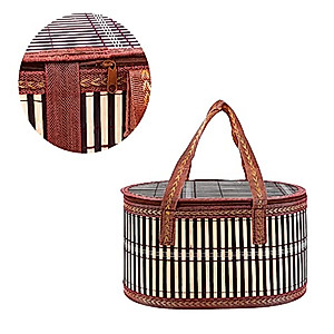 UPKOCH Wicker Picnic Basket for 2 Woven Basket with Double Swing Handles Wicker Basket for Fruit and Food for Outdoor Picnic