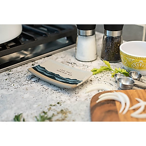 Demdaco Love That Mountain Air Sky Blue 6 x 3.5 Stoneware Everyday Kitchen Rectangle Spoon Rest
