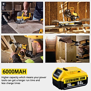 DCB200 6.0Ah 2Pack Battery Replacement for Dewalt 20V Max Battery Lithium Ion Compatible with Dewalt Battery DCB204 DCB206 DCB201 DCB203 DCD DCF DCG Series Cordless Power Tools