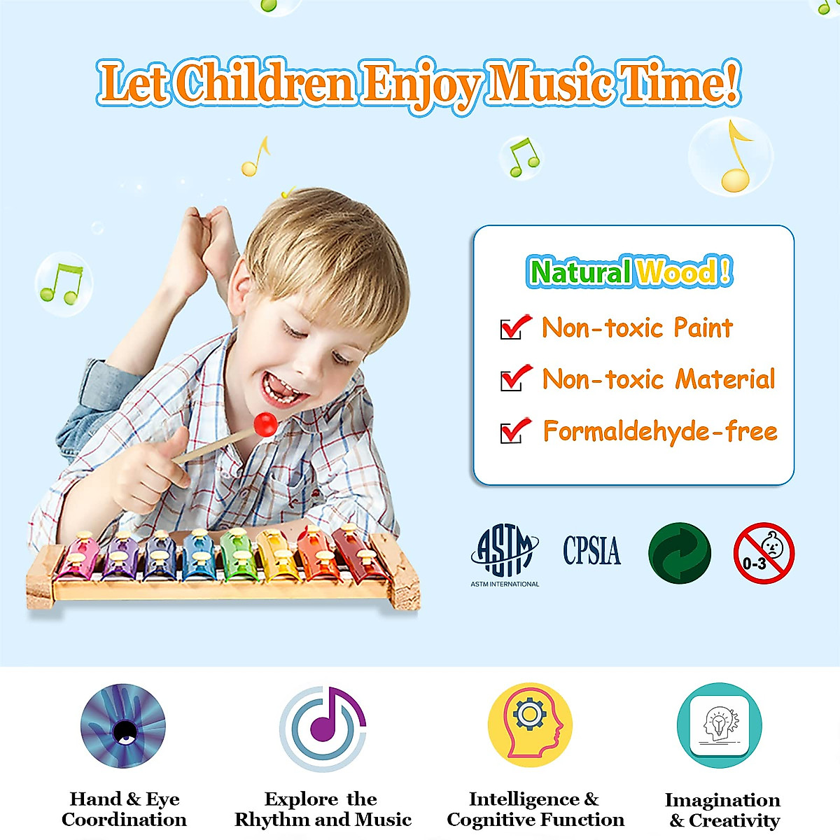 Toddler Musical Instruments Set, 32 PCS 19 Kinds Wooden Percussion Instruments Toys for Kids Playing Preschool Education, Early Learning Baby Musical Toys for Boys and Girls Gift