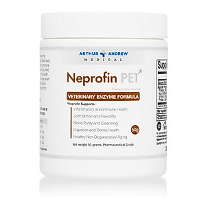 Arthur Andrew Medical, Neprofin PET, Veterinary Enzyme Formula, Household Pet Support for Pain-Free Living, Vegan, Non-GMO, 50g Tub